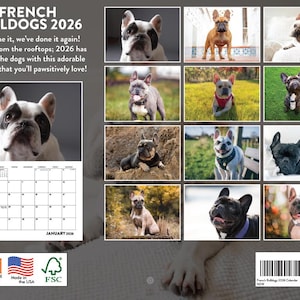 French Bulldog Calendar 2026 | USA Made Monthly Wall Planner - Etsy