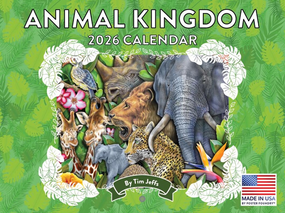 Wild Animals Family by Tim Jeff Calendar 2026 Monthly Wall Calender 12 ...