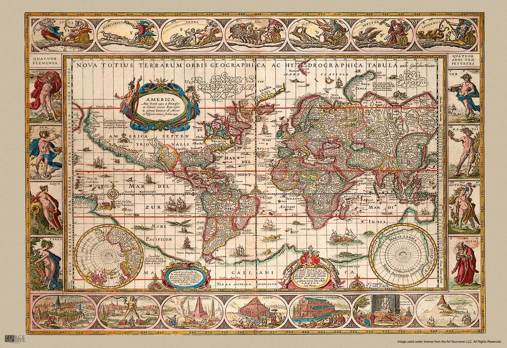 Ancient World Map Latin Illustration Cool Wall Art Print Poster 16x24 ...