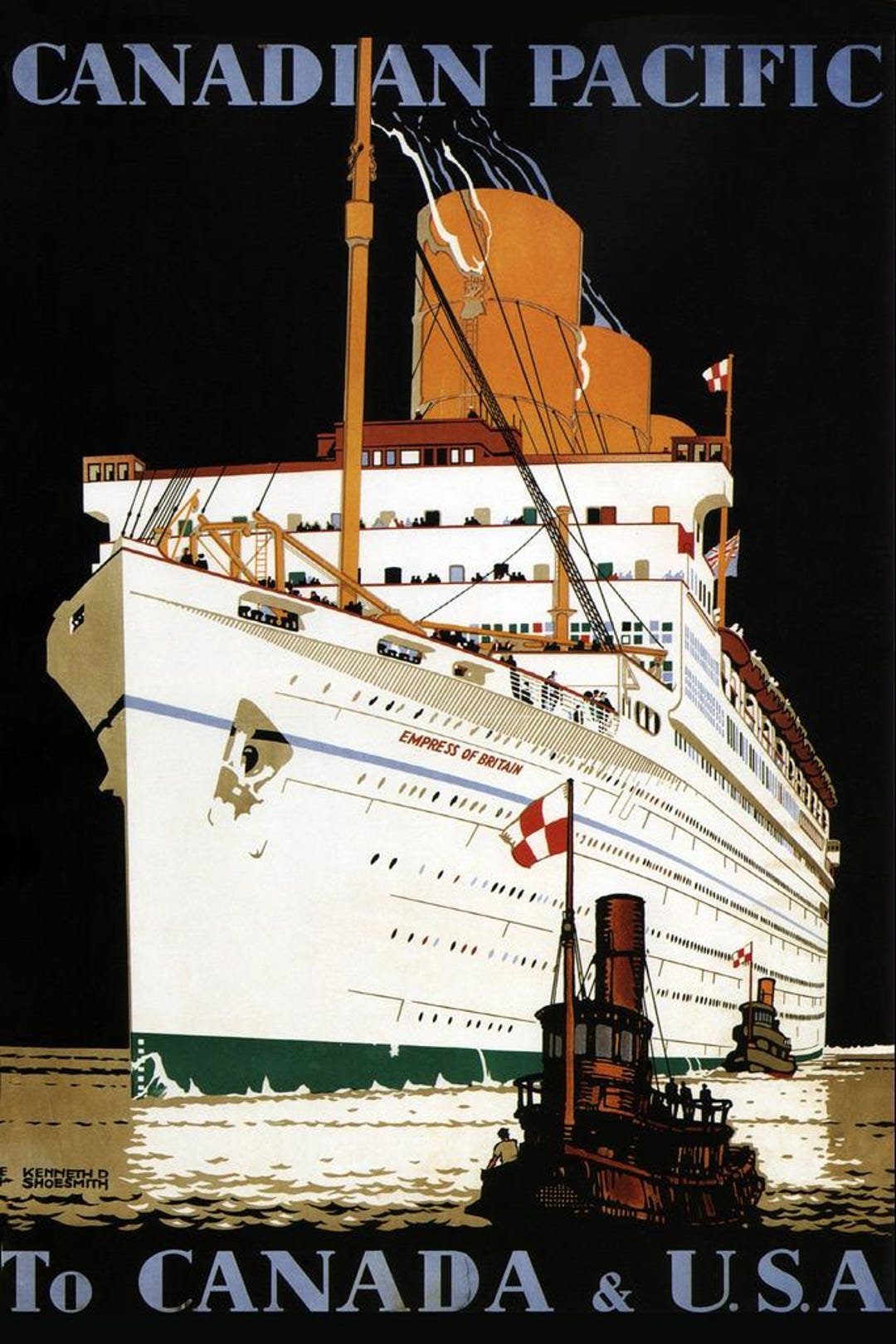 Canadian Pacific Ocean Liner Vintage Ad Poster, Canada & USA, 16x24 - Etsy
