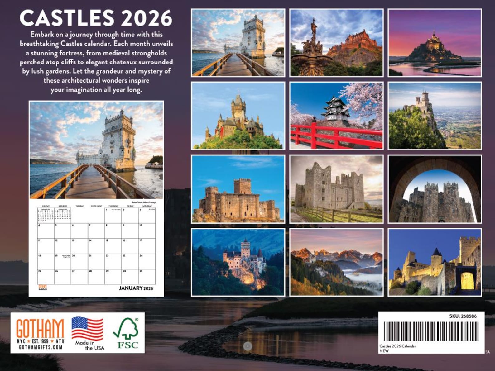 Castle Calendar 2026 Monthly Wall Calender 12 Month | American Made in ...