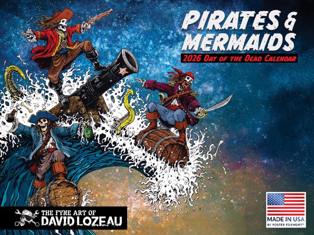 Mermaid Pirate Calendar 2026 Monthly Wall Calender 12 Month | American ...