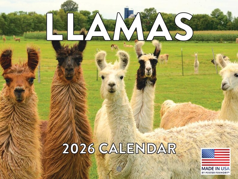 Llama Calendar 2026 Monthly Wall Calender 12 Month | American Made in ...
