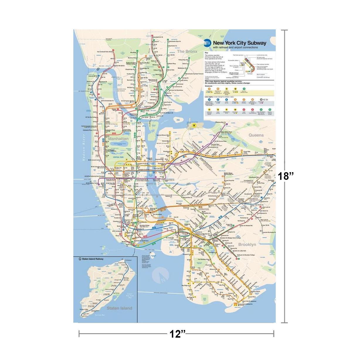 NYC New York City Subway Map Art Print Poster - Etsy