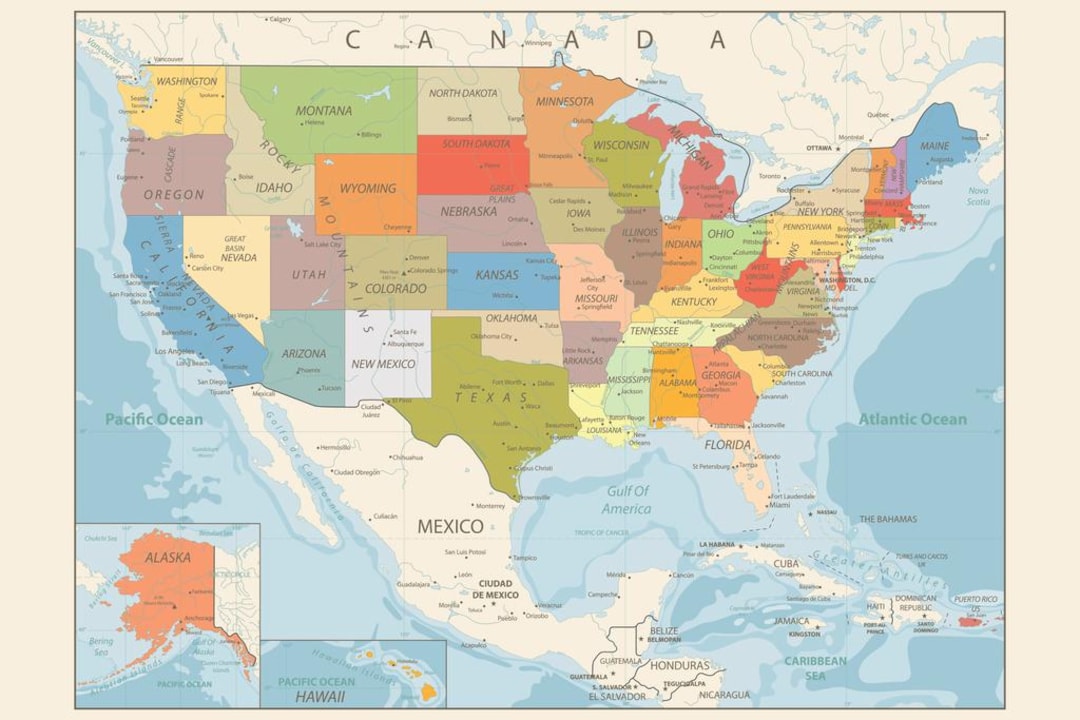 Map of United States With Gulf of America USA Updated 2026 Cool Wall ...