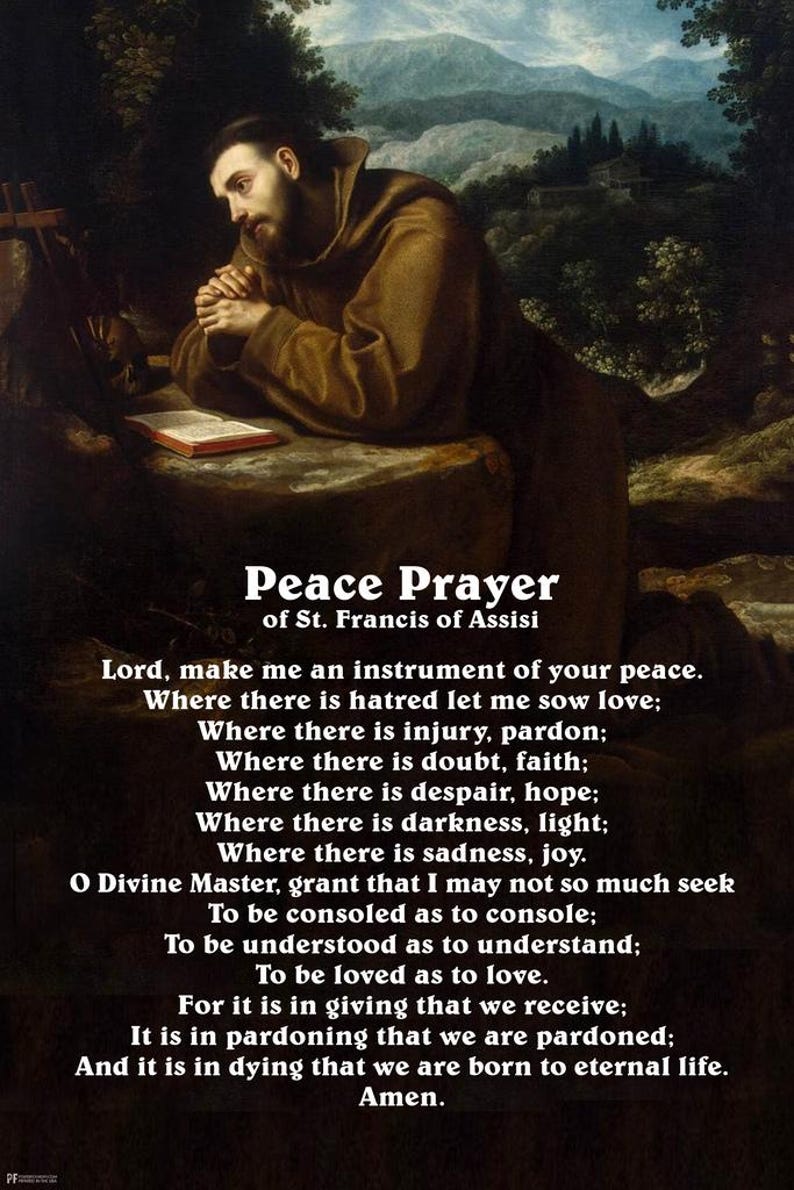 Peace Prayer of St Francis of Assisi Bible Quote Art Print Poster 12x18 ...