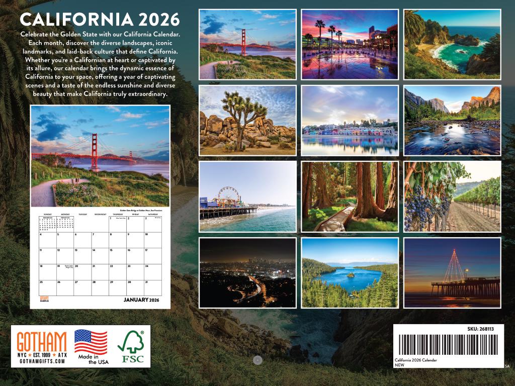 California Calendar 2026 Monthly Wall Calender 12 Month | American Made ...