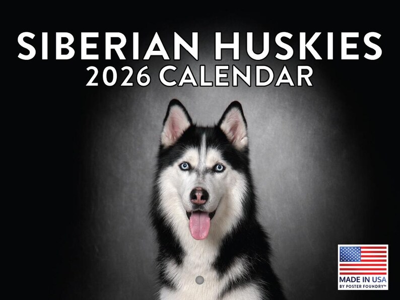 Siberian Husky Calendar 2026 Huskies Monthly Wall Calander 12 Month ...