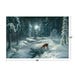 Winter Forest Deer Art Print, Snowy Night Landscape Poster (18x12) - Etsy