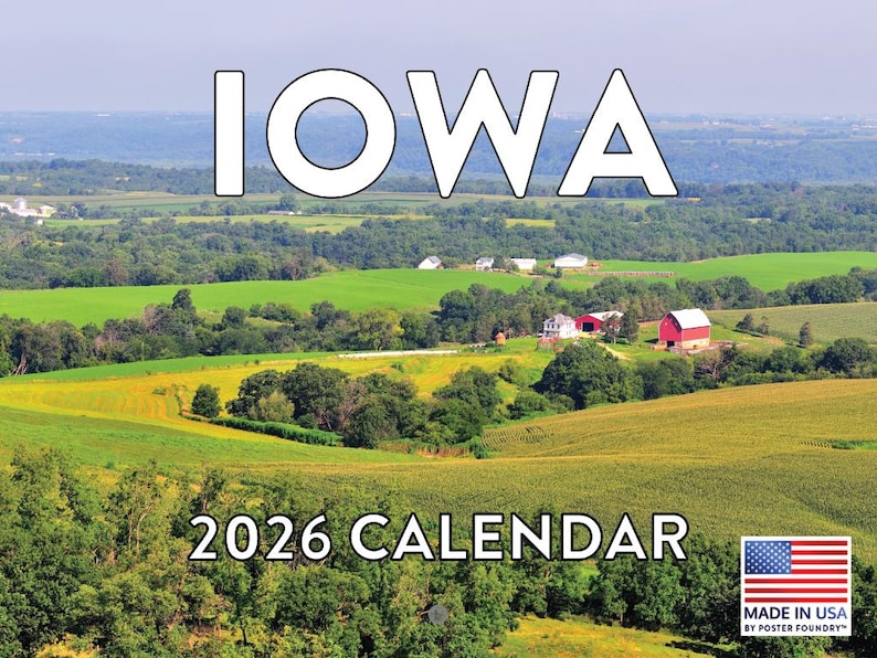 Iowa Calendar 2026 Monthly Wall Calender 12 Month | American Made in ...
