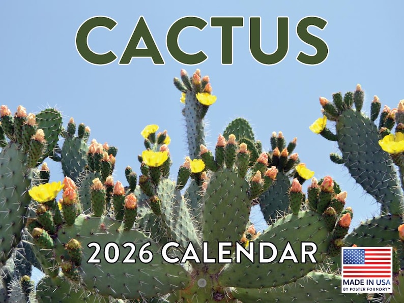 Cactus Calendar 2026 Monthly Wall Calender 12 Month | American Made in ...