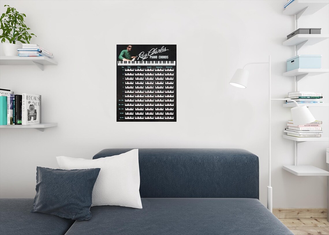 Ray Charles Learn Piano Chord Guide Music Note Chart Art Print Poster ...