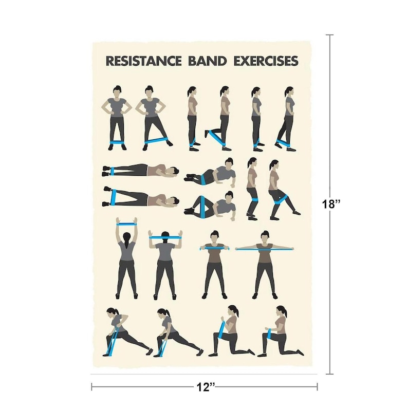 Resistance Band Workout Poster, Home Gym Exercise Chart (12x18) - Etsy