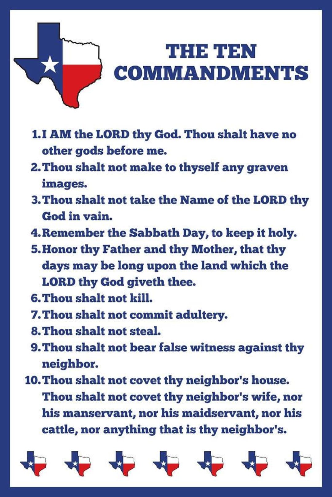 Ten Commandments Texas Schools Required Text State Outline Cool Wall ...