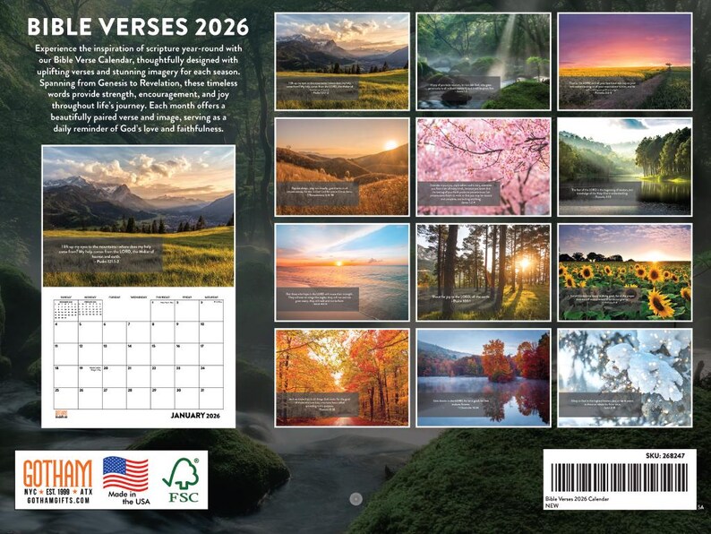 Christian Calendar 2026 Religious Bible Scripture Monthly Wall Calender ...