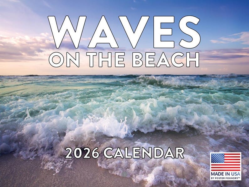 Ocean Waves Calendar 2026 Beach Monthly Wall Calender 12 Month ...