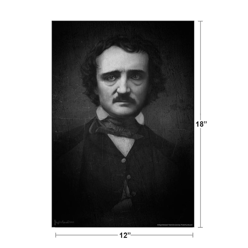 Edgar Allan Poe Portrait Print, Spooky Halloween Wall Art (12x18) - Etsy