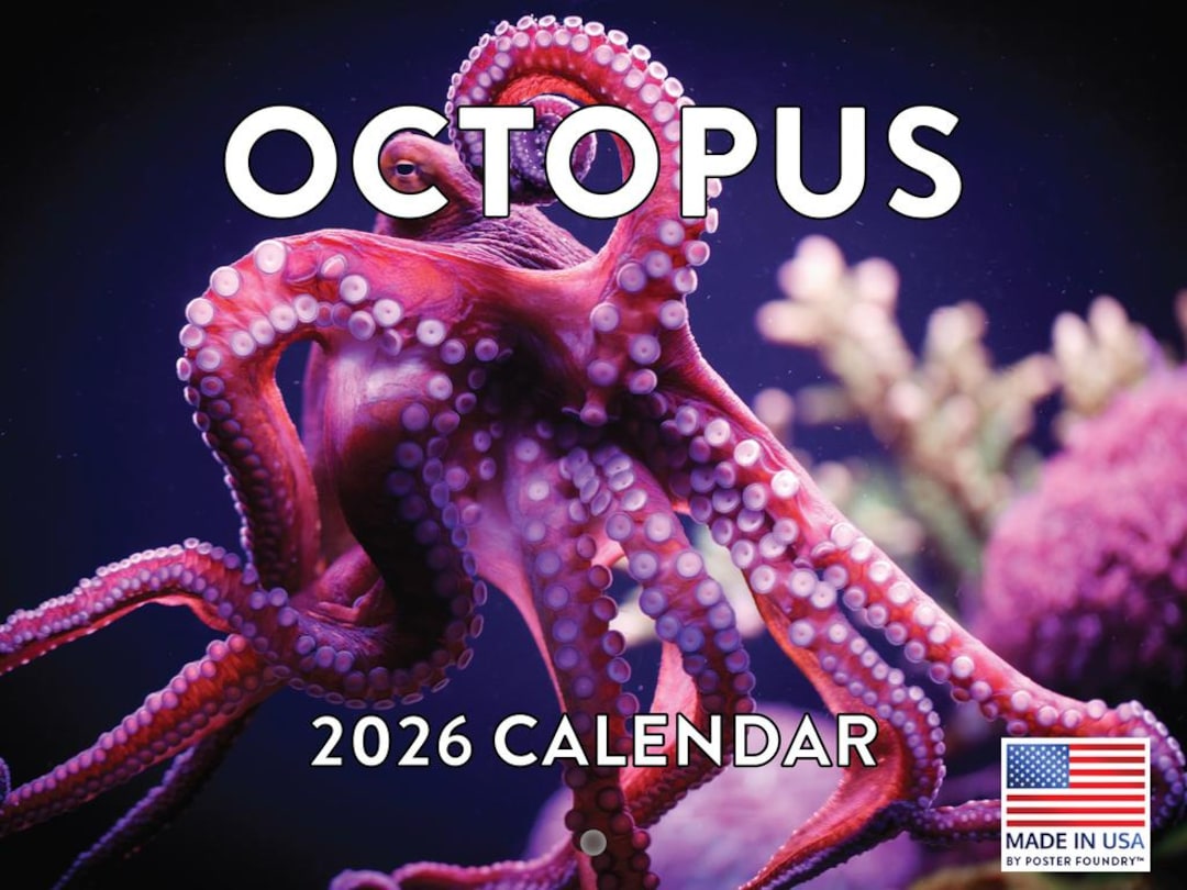 Octopus Calendar 2026 Monthly Wall Calender 12 Month | American Made in ...