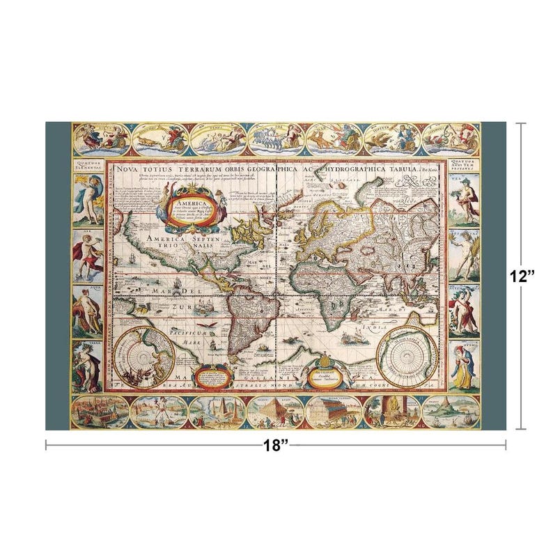 Antique World Map Discovery of America 1492 Latin Text Orbis ...