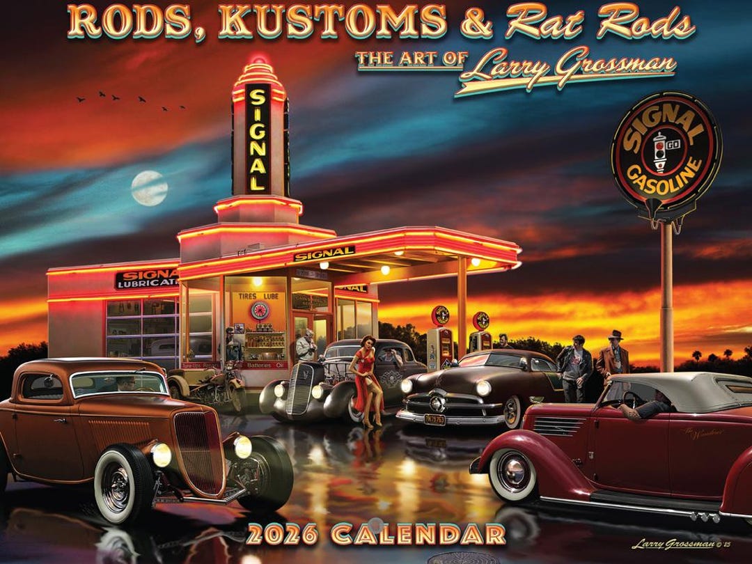2026 Hot Rod Calendar | Larry Grossman Classic Muscle Car Art - Etsy