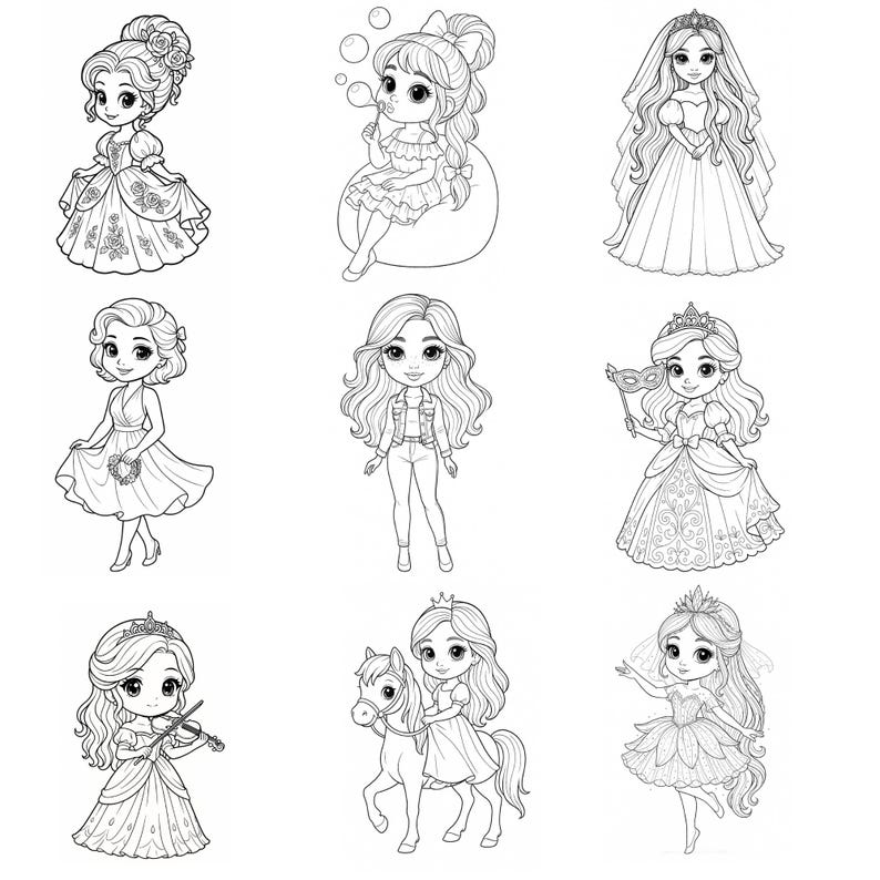 300 Princess Coloring Pages for Kids – Kawaii Doll Style | Printable ...