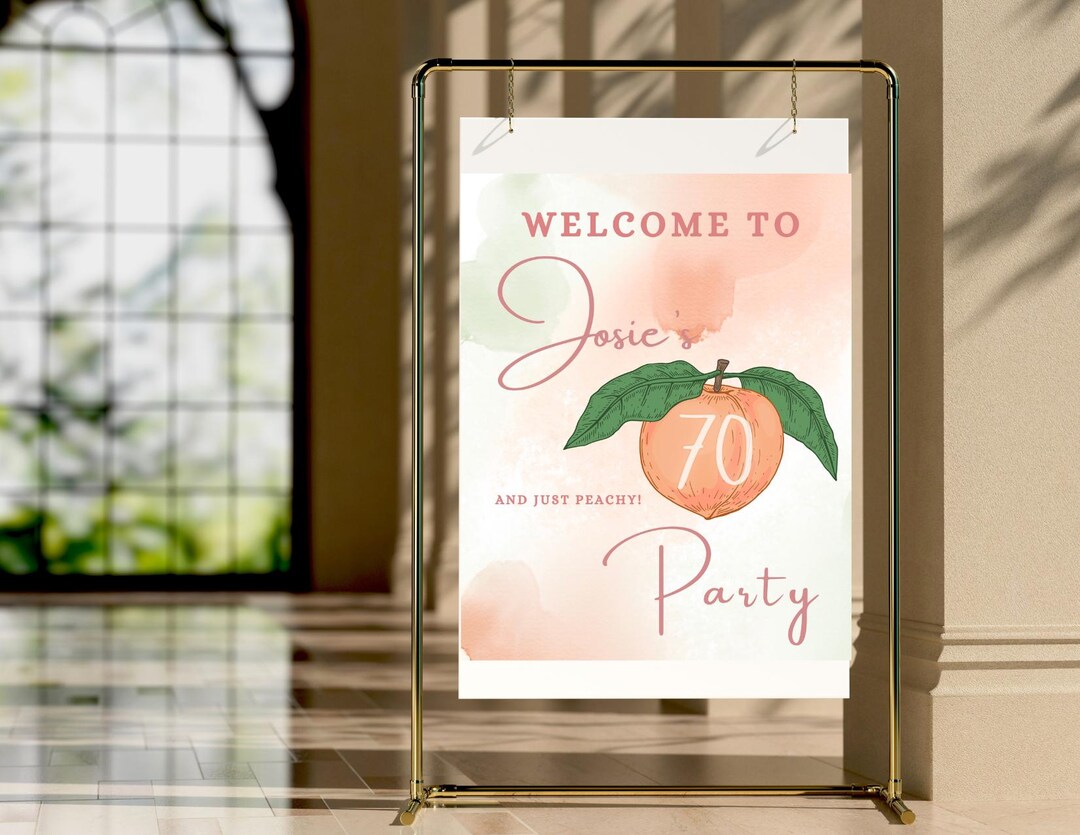 70th Birthday Welcome Sign Template 24 X 30 Peach Theme-- Editable "70 ...