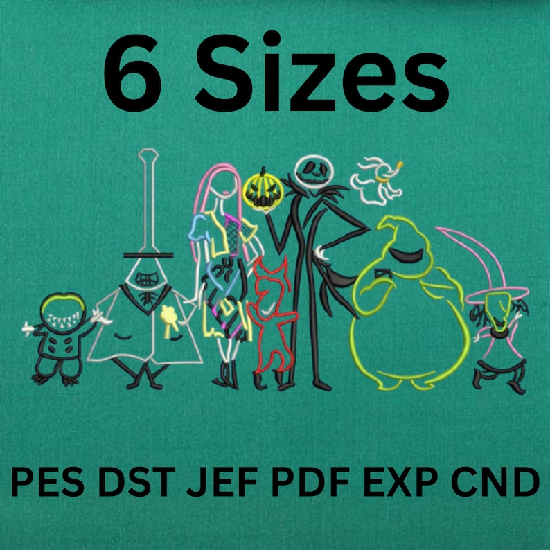 Spooky Group Outline Embroidery Design | Halloween Characters Machine ...