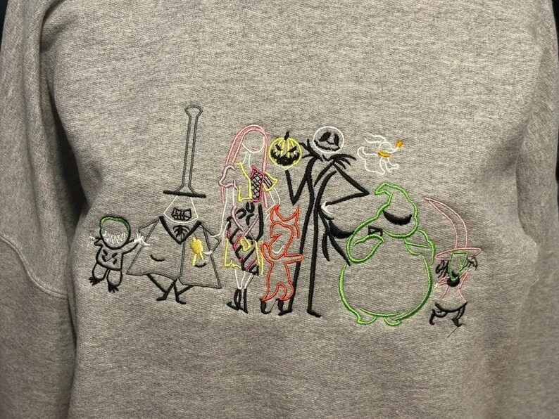 Spooky Group Outline Embroidery Design | Halloween Characters Machine ...