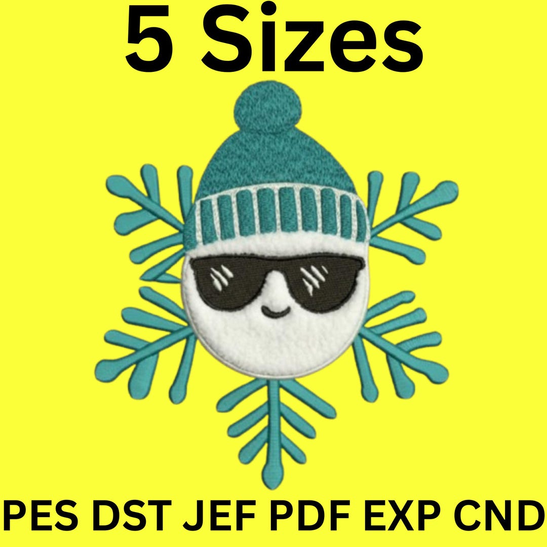 Snowflake Embroidery Design | Machine Embroidery File 5 Sizes | Winter ...