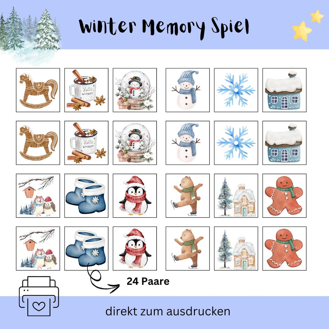 Winter Memory Game / Language Development / Learning Game / PDF ...