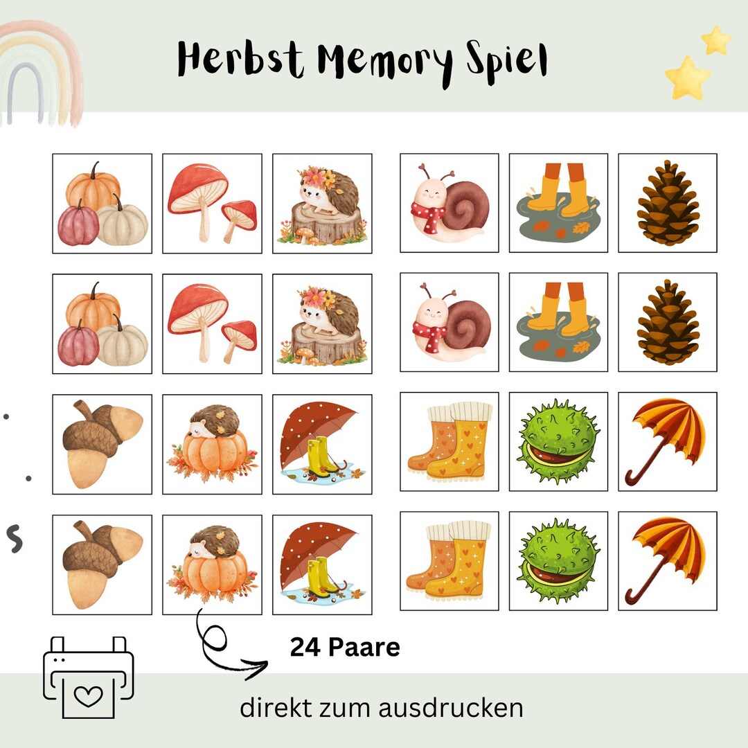 Autumn Memory Game / Language Development / Learning Game / PDF ...