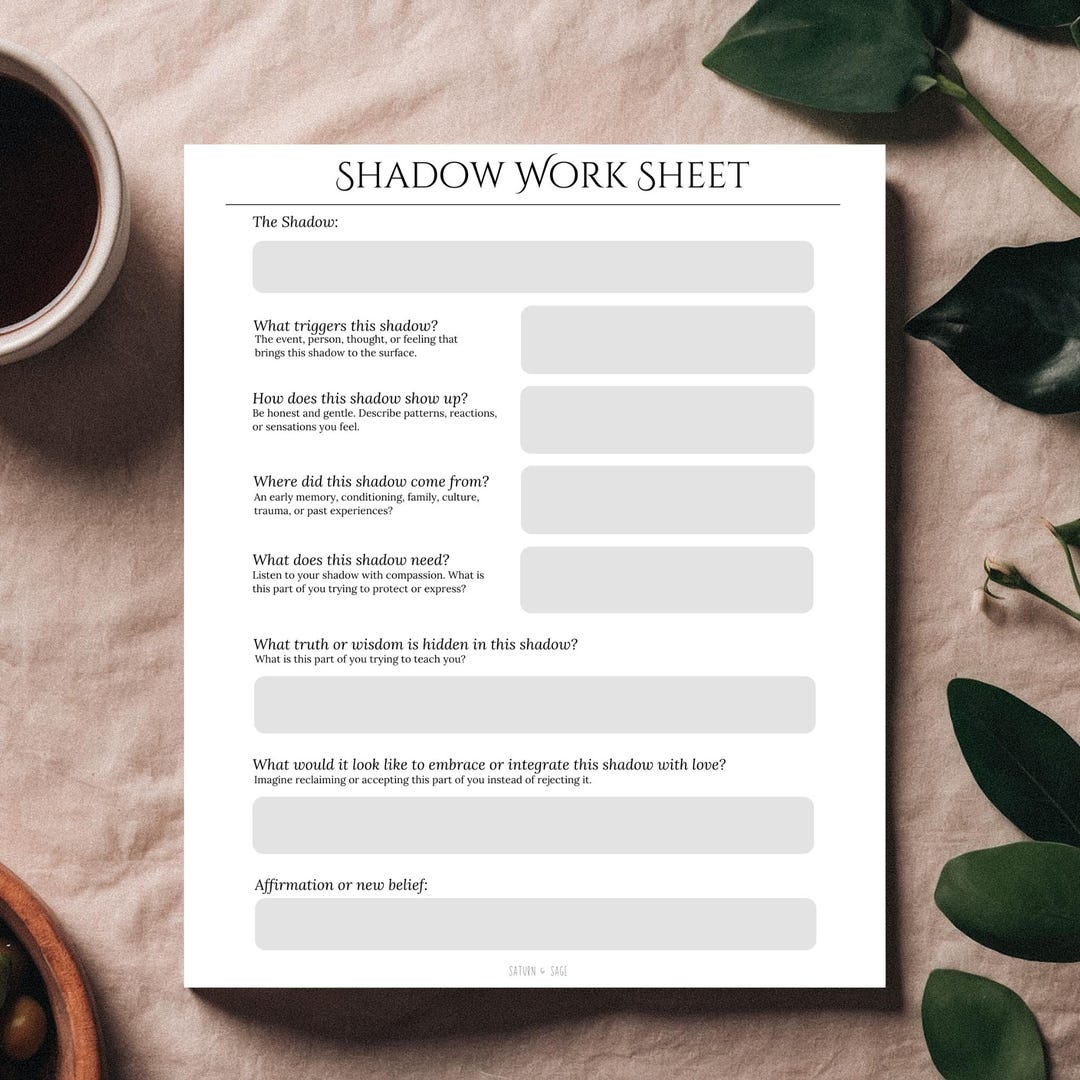 Shadow Work Worksheet | Self-reflection Printable PDF | Inner Healing ...