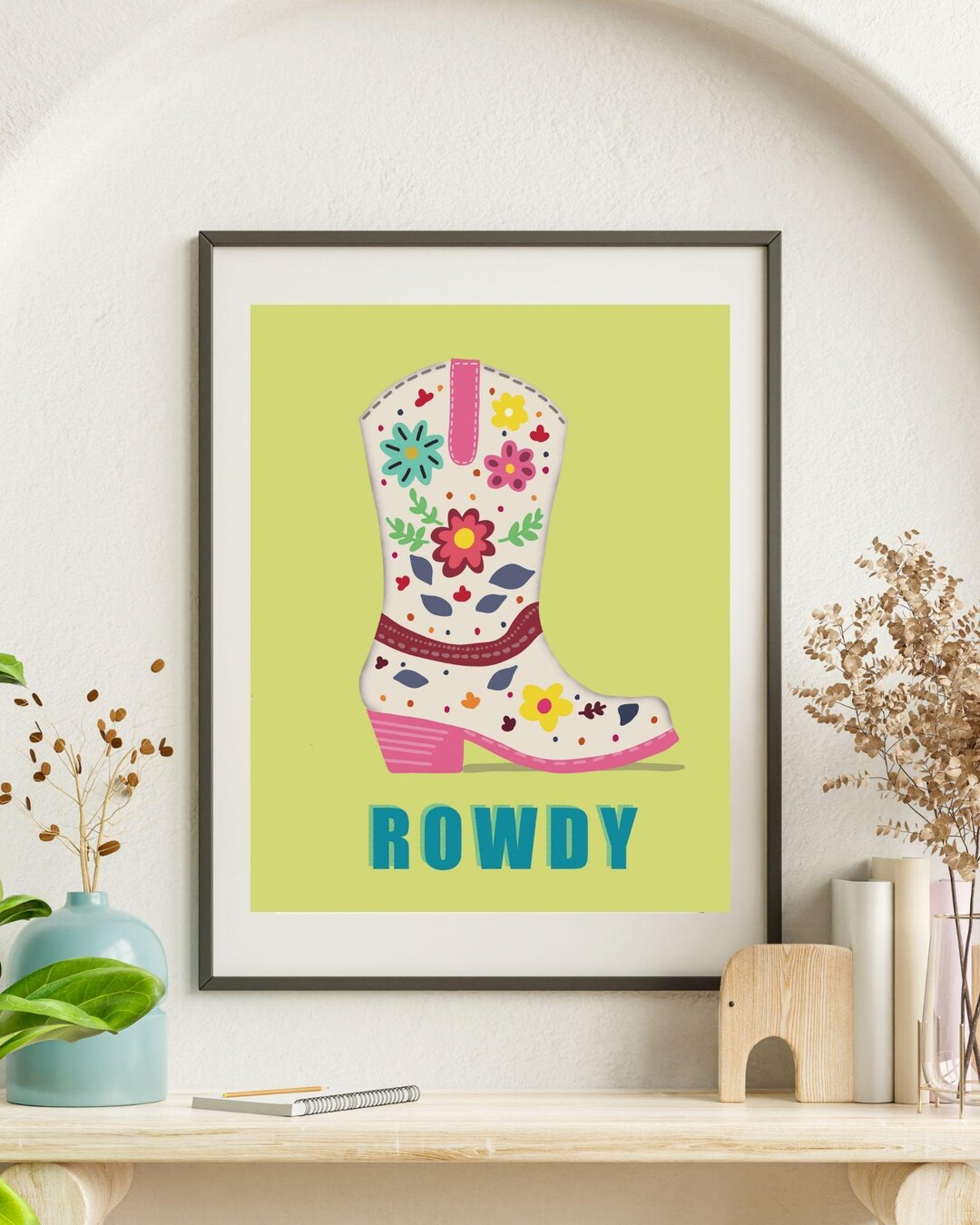 Cowboy Boot Art Print: Floral Western Decor (8x10) - Etsy