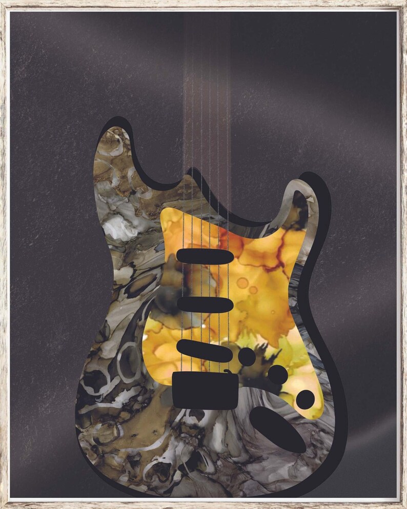 Rock & Resonate Abstract Electric Guitar Art Print Musician Wall Decor ...