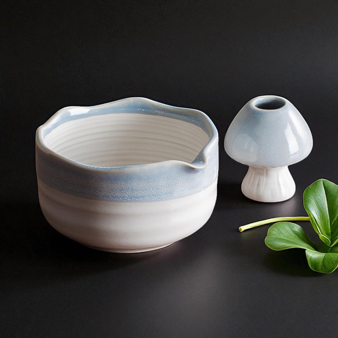 Matcha Tea Set Handmade – Japanese Chawan Bowl & Whisk Holder ...