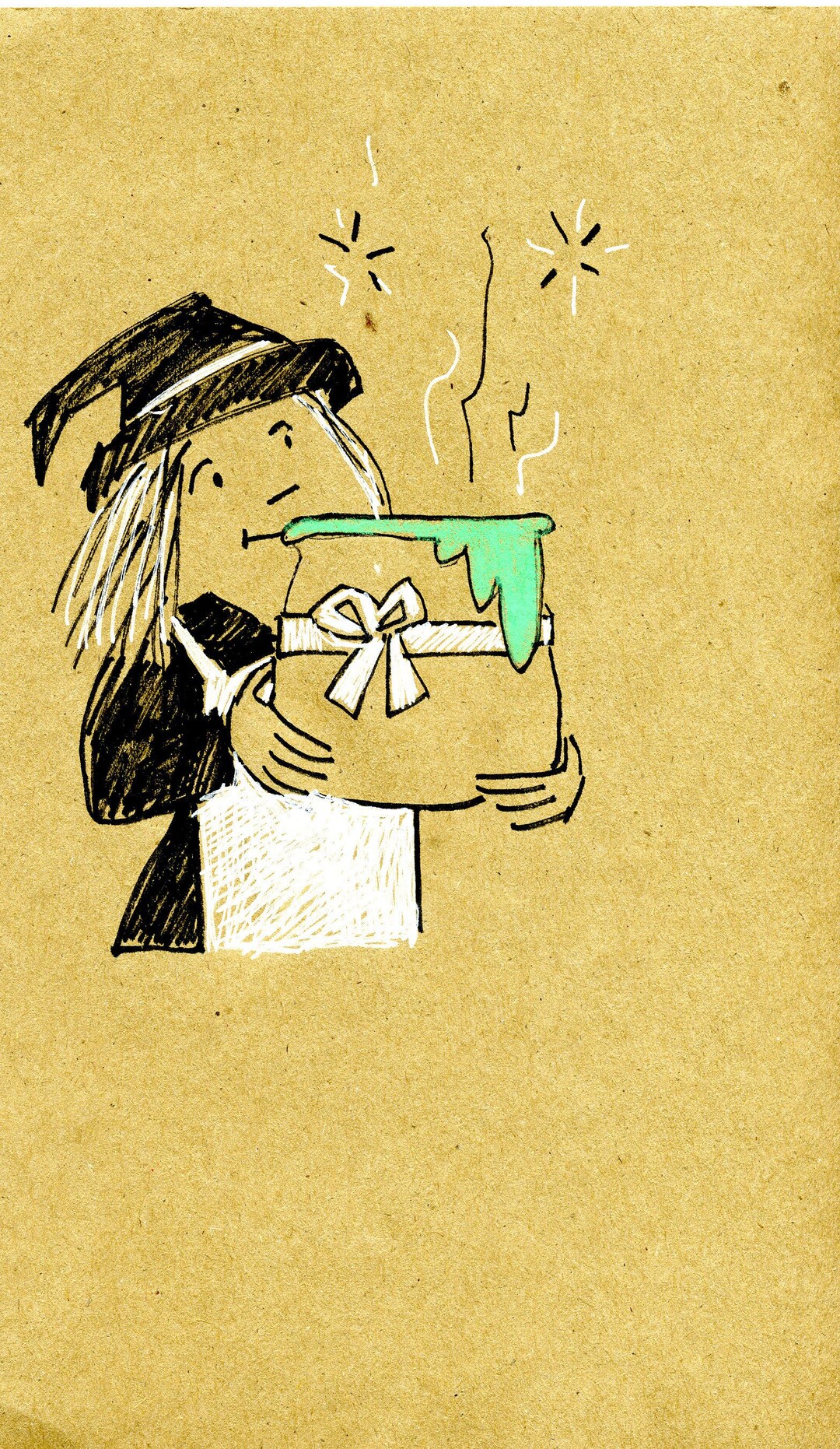 Witch With Caldron Inktober Gift Drawing - Etsy