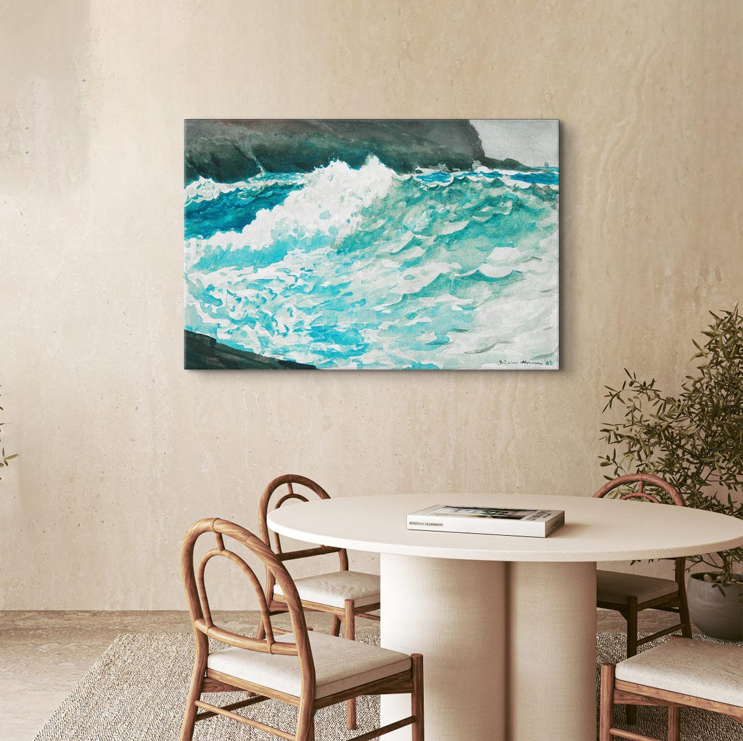 Winslow Homer Ocean Waves Painting, Ocean Wave Wall Decor, 100% Cotton ...