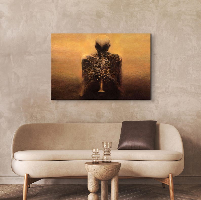 Zdzislaw Beksinski Skeleton Print, Trumpeter by Beksinski, Musician ...