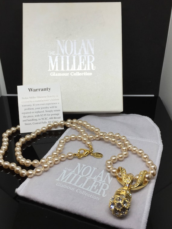Nolan Miller "Glamour Collection" Goldtone Faux Pearl… - Gem
