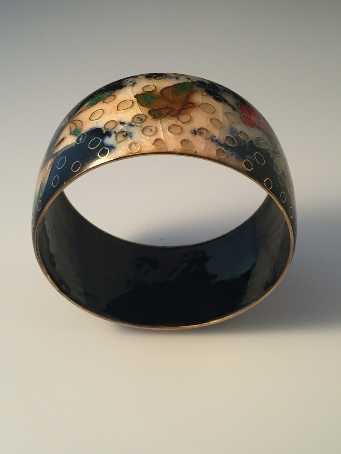 VTG Chunky David Kuo Style Cloisonné Inlaid Brass Bangle - Etsy