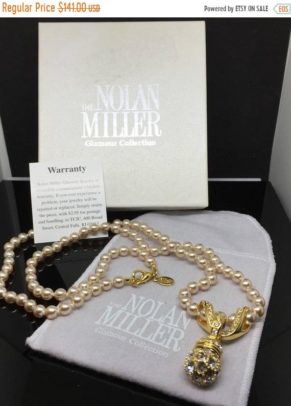 Nolan Miller "Glamour Collection" Goldtone Faux Pearl… - Gem