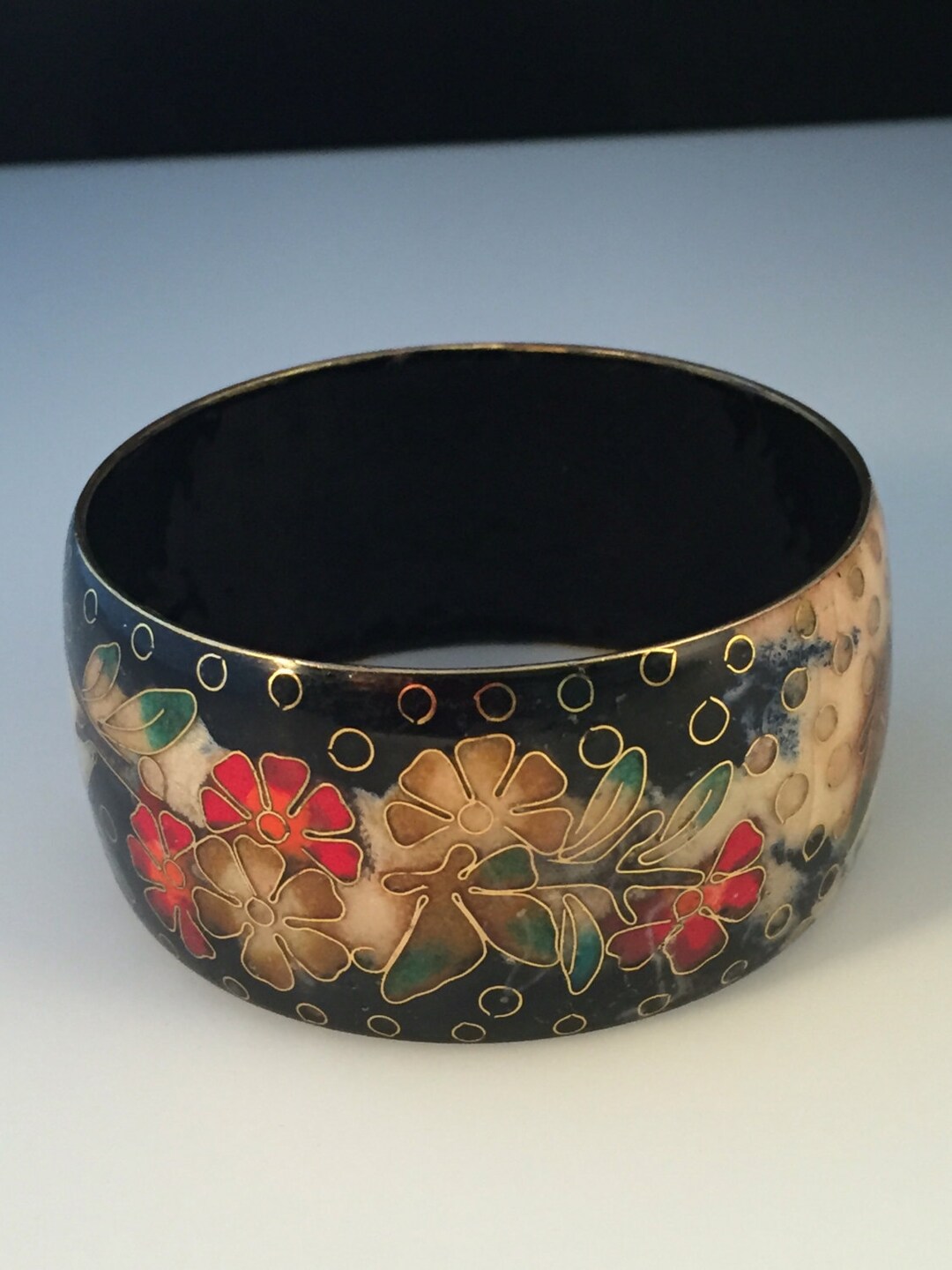 VTG Chunky David Kuo Style Cloisonné Inlaid Brass Bangle - Etsy