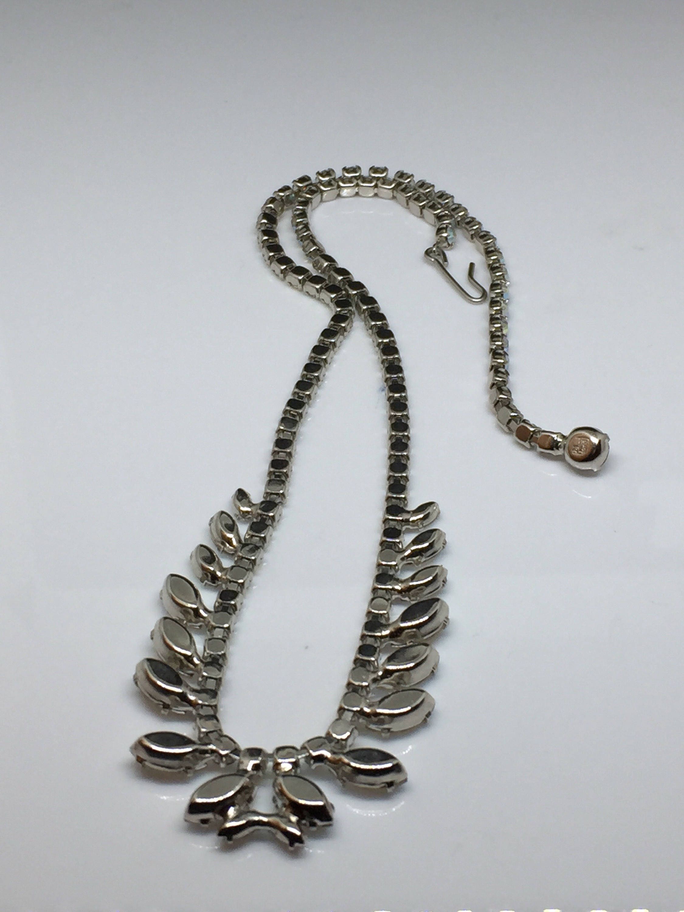 B David Clear AB Navette and Faceted Round Necklace & Brooch - Etsy UK