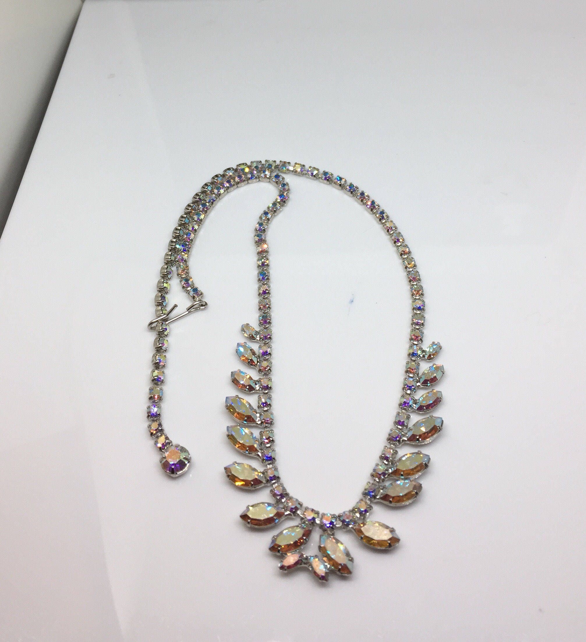 B David Clear AB Navette and Faceted Round Necklace & Brooch - Etsy UK