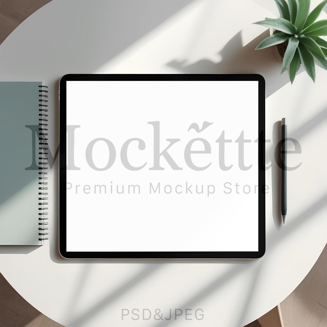 Black Tablet Mockup – Desk Scene | Editable PSD & JPEG | 2000x2000 Px ...