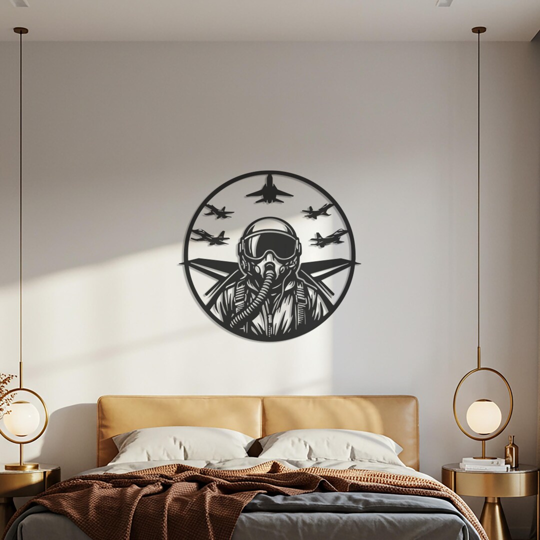 Pilot Wall Art, Fighter Jet Metal Decor, Aviation Themed Panel ...