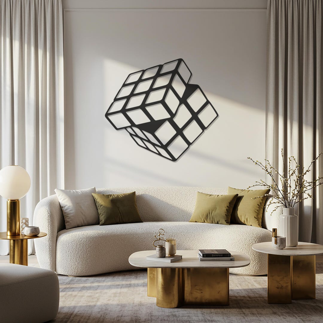 Rubik's Cube Metal Wall Art, Modern Puzzle Wall Decor, Gamer Room Decor ...