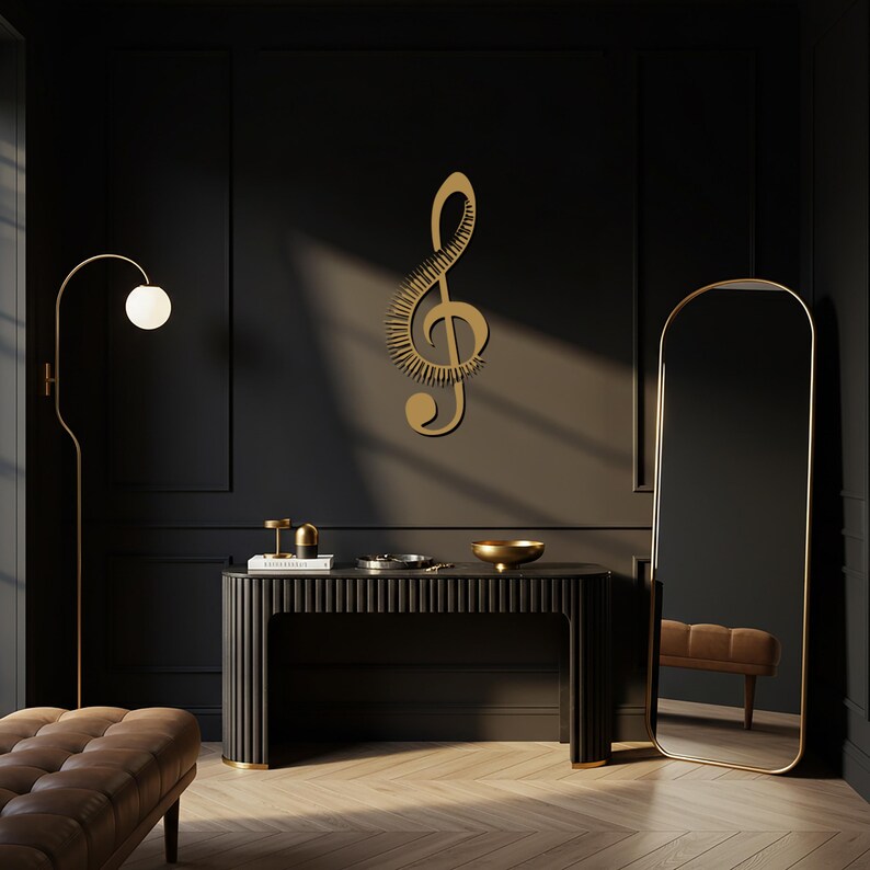 Eyelash Treble Clef Wall Art, Music Note Metal Decor, Beauty Salon ...
