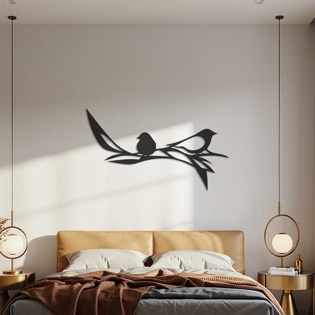 Bird Silhouette Metal Wall Art, Minimalist Branch Birds Decor, Nature ...