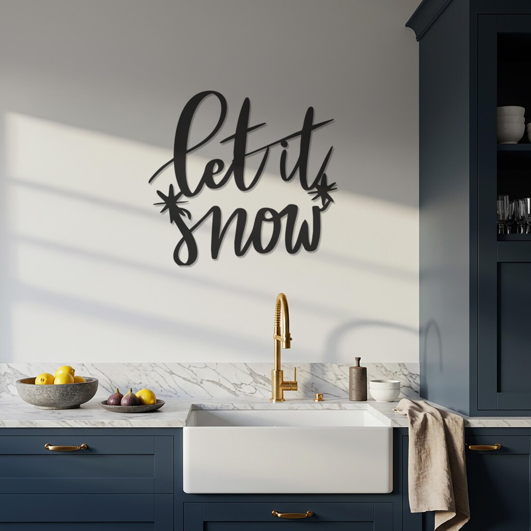 Let It Snow Metal Wall Art, Christmas Quote Sign, Holiday Home Decor ...